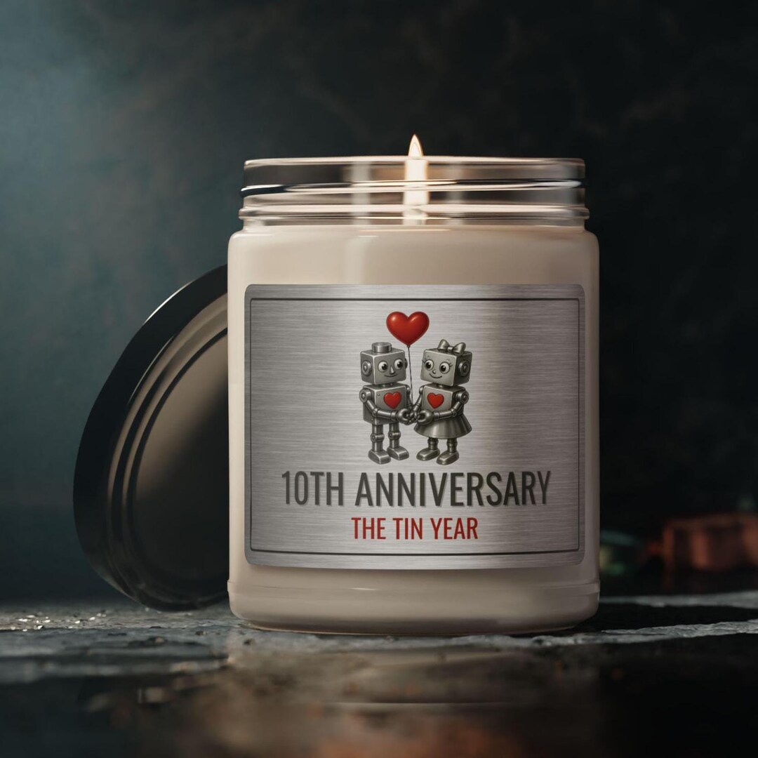 10th Wedding Anniversary Candle, Tin Anniversary, 10th Anniversary ...