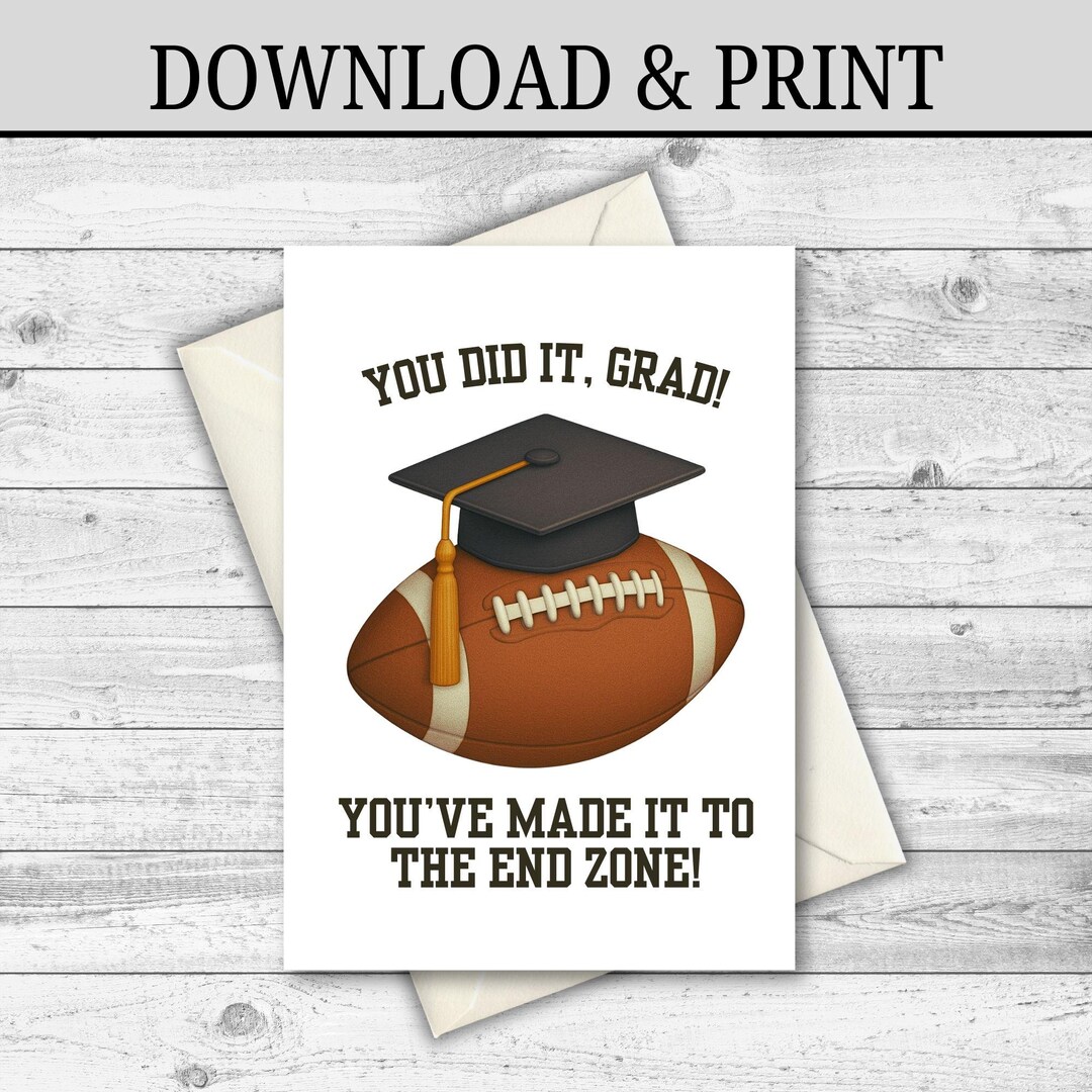 DIGITAL DOWNLOAD Football Graduation Card, Sports Graduation Card ...