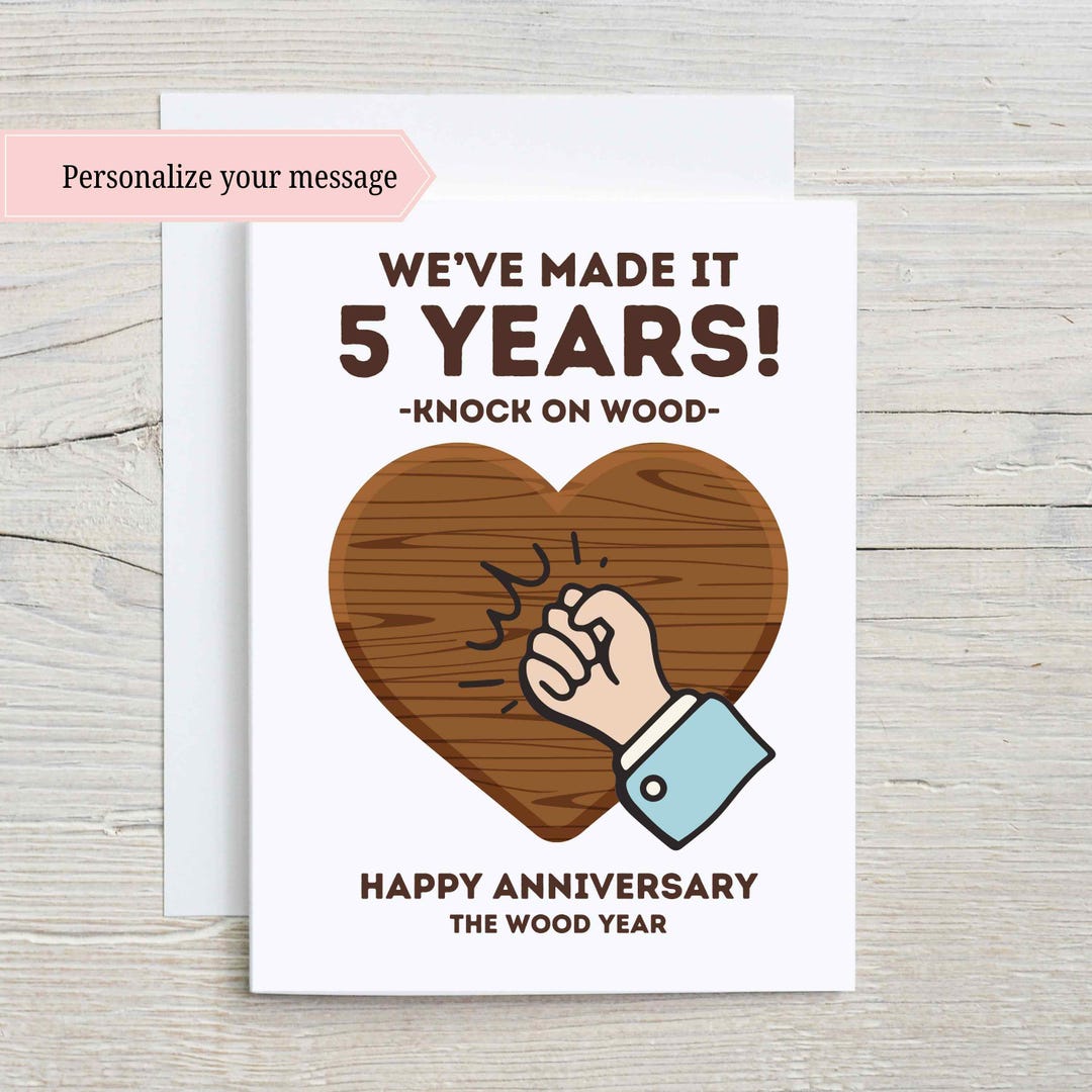 5th Anniversary Card, Wood Anniversary Card, Fifth Wedding Anniversary ...
