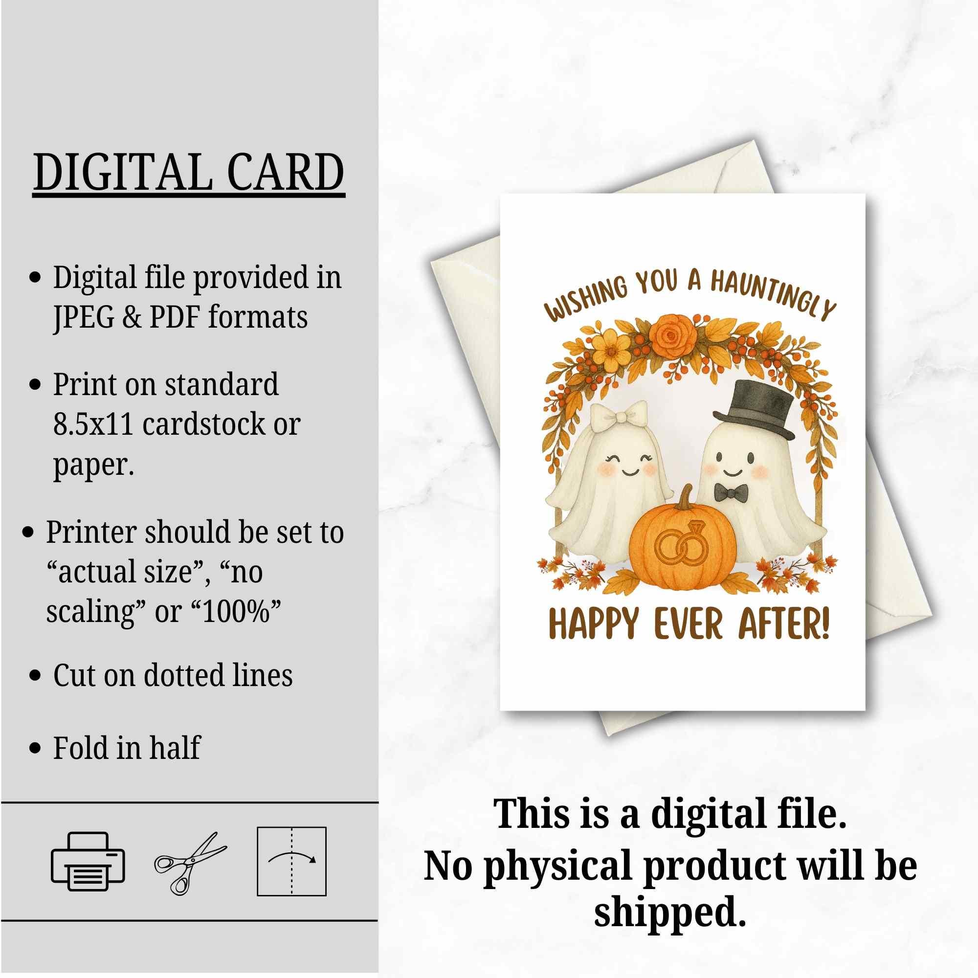 DIGITAL DOWNLOAD Halloween Wedding Card, Halloween Engagement Card ...