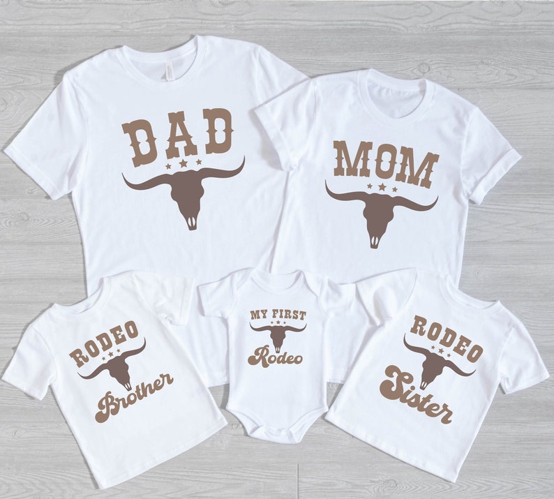 My First Rodeo Birthday Family Matching T-shirt, First Birthday Party ...