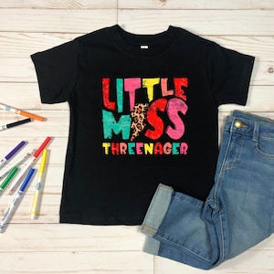 Little Miss Threenager Shirt, Little Miss 3 Nager T-shirt, Three Year ...
