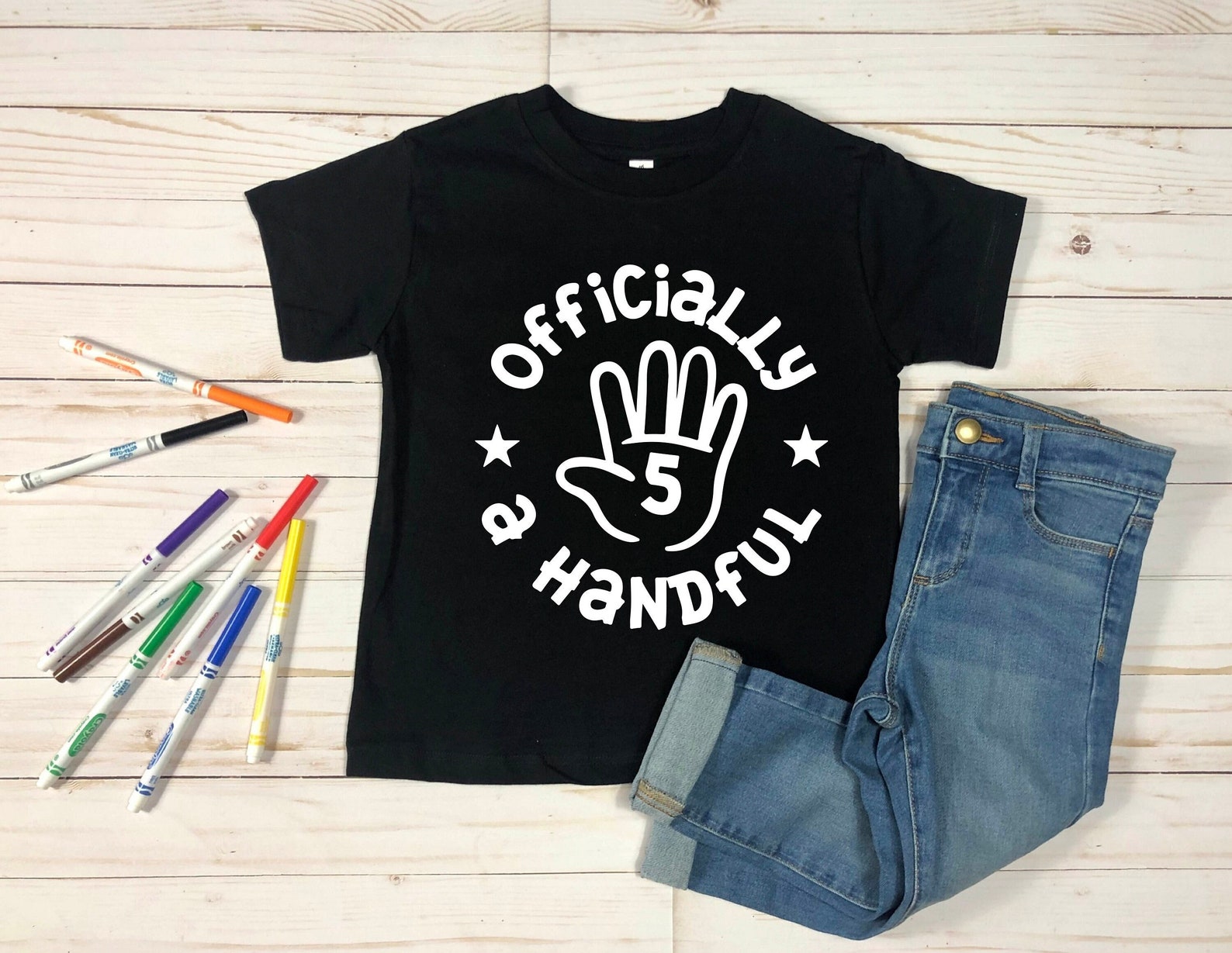 5th Birthday Shirt, Officially Five Shirt, I'm a Handful T-shirt, Fifth ...