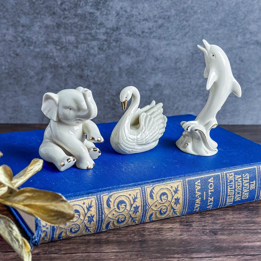 Pick One Vintage Lenox Animal Figurines: Swan, Elephant, Dolphin - Bone ...