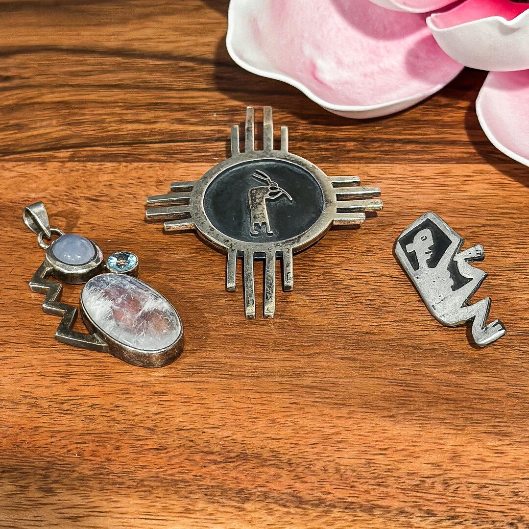 Southwestern Vintage Jewelry Lot Zia Sun Symbol Kokopelli Brooch ...