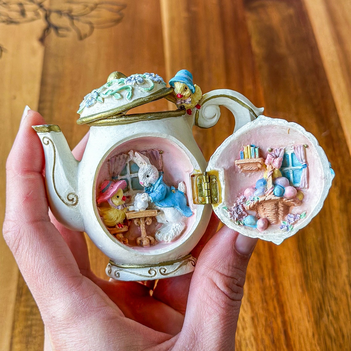 Vintage Easter Bunnies Peek-a-boo Miniature Tea Pot Figurine by Midwest ...