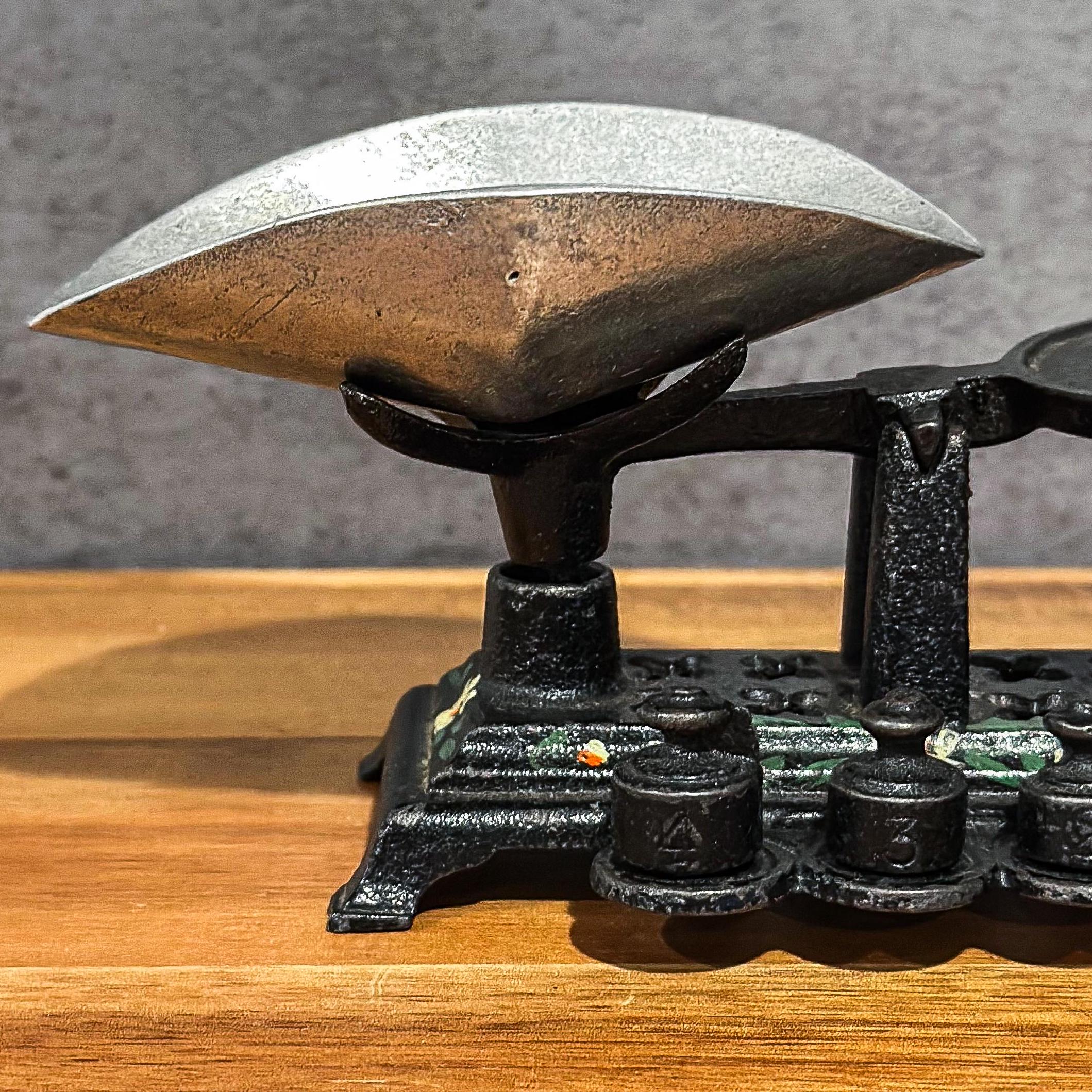 Vintage Miniature Cast Iron Scale Antique Balance Scale With Weights ...