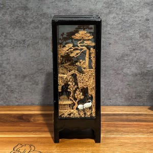 Vintage Japanese Cork Diorama Handcrafted Sculpture Wood Carving ...