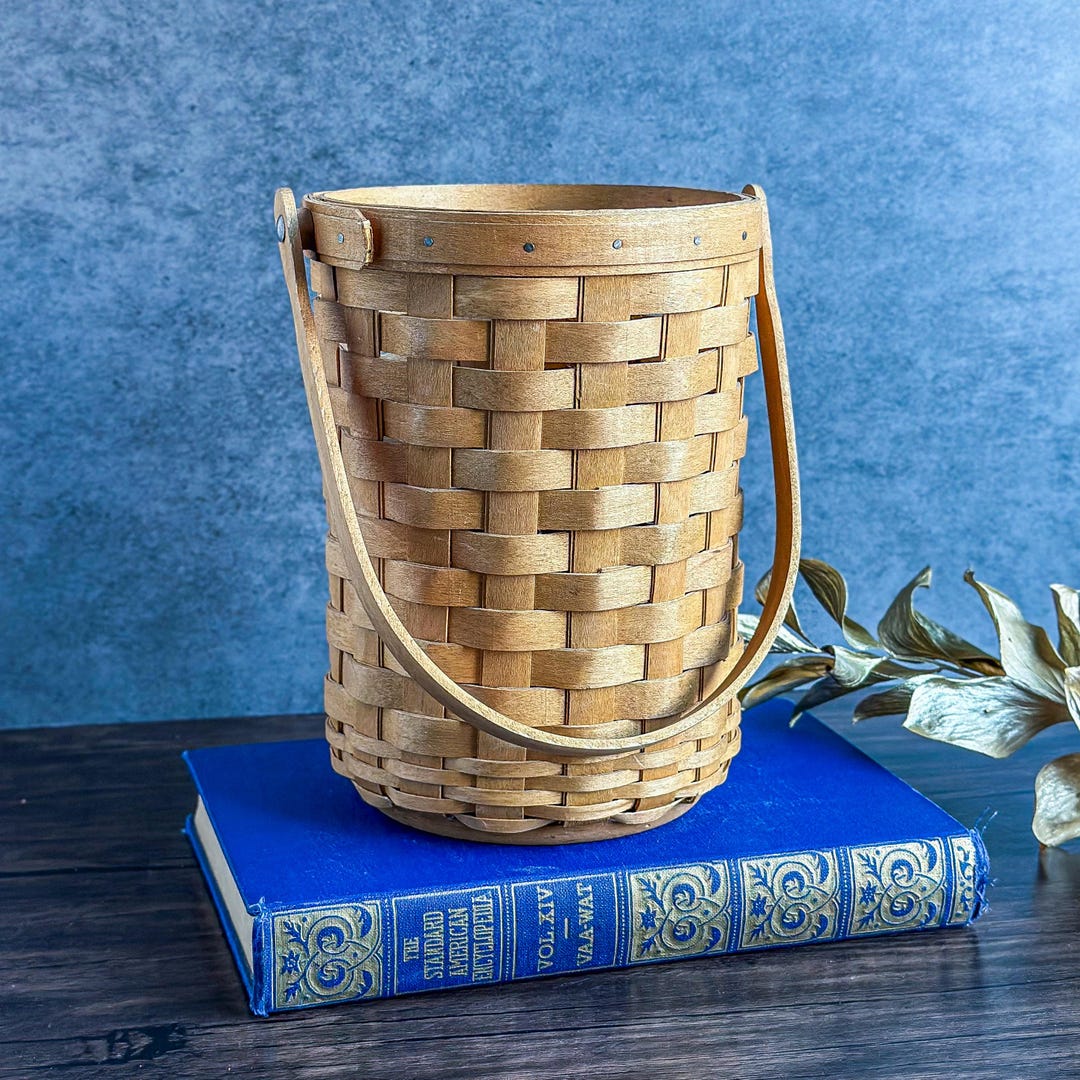 Vintage Longaberger Tall Round Basket 2005 With Handle – Handwoven ...
