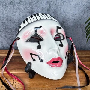 Vintage Clay Art Musical Notes Mask Plaque 80s Ceramic Mask Vintage ...