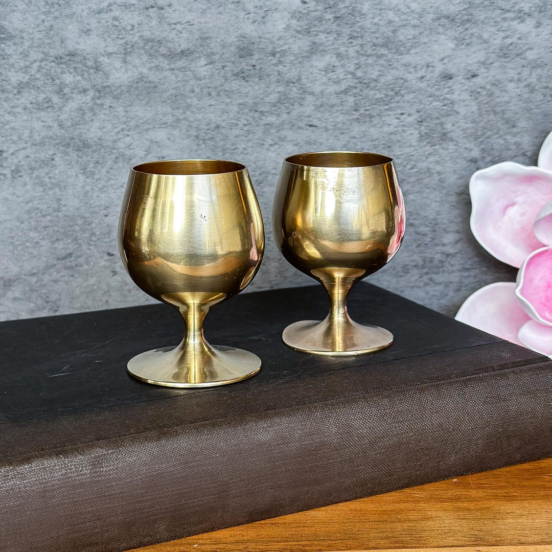 Vintage Brass Goblets (set of 2): Small India Wine Chalices - Etsy