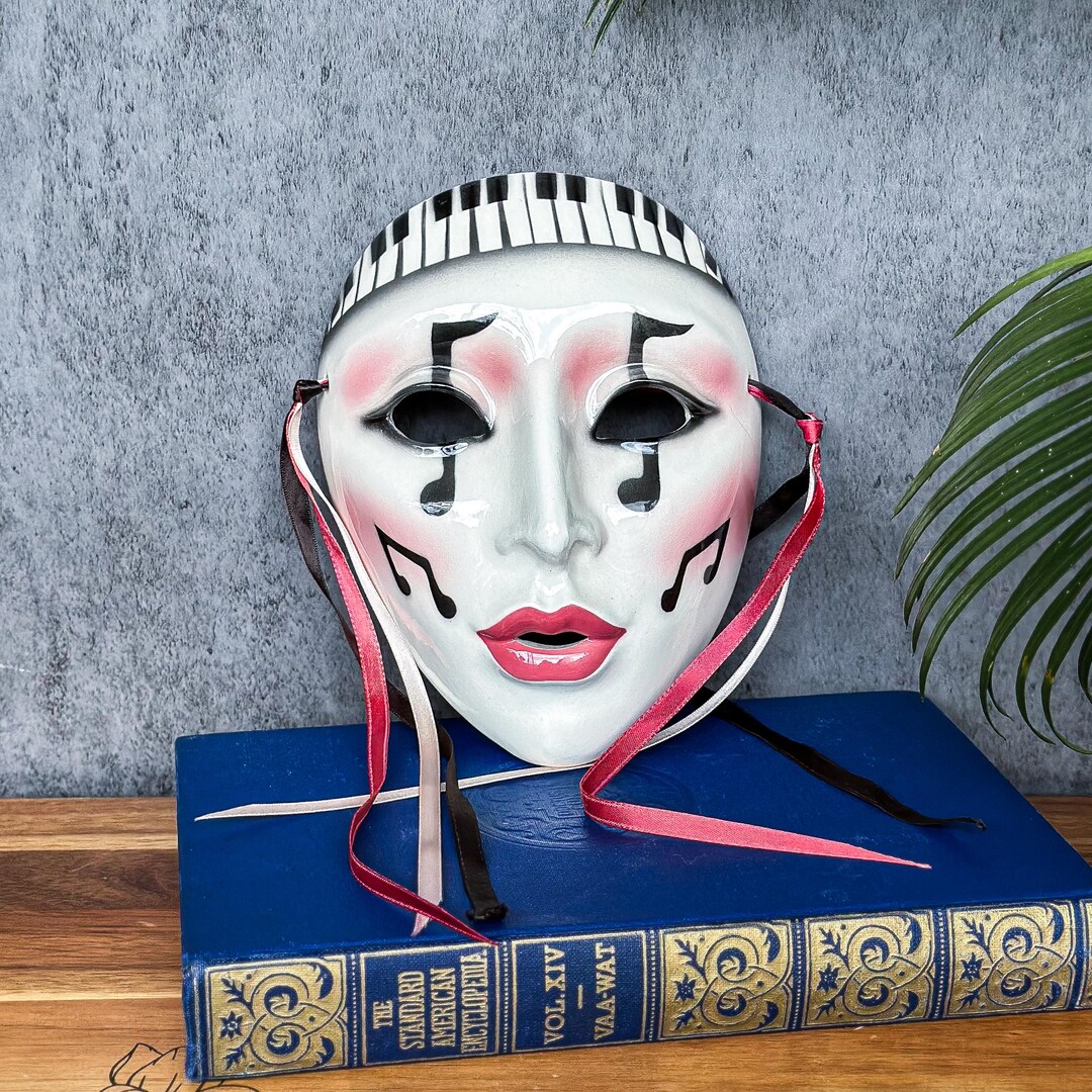 Vintage Clay Art Musical Notes Mask Plaque 80s Ceramic Mask Vintage ...