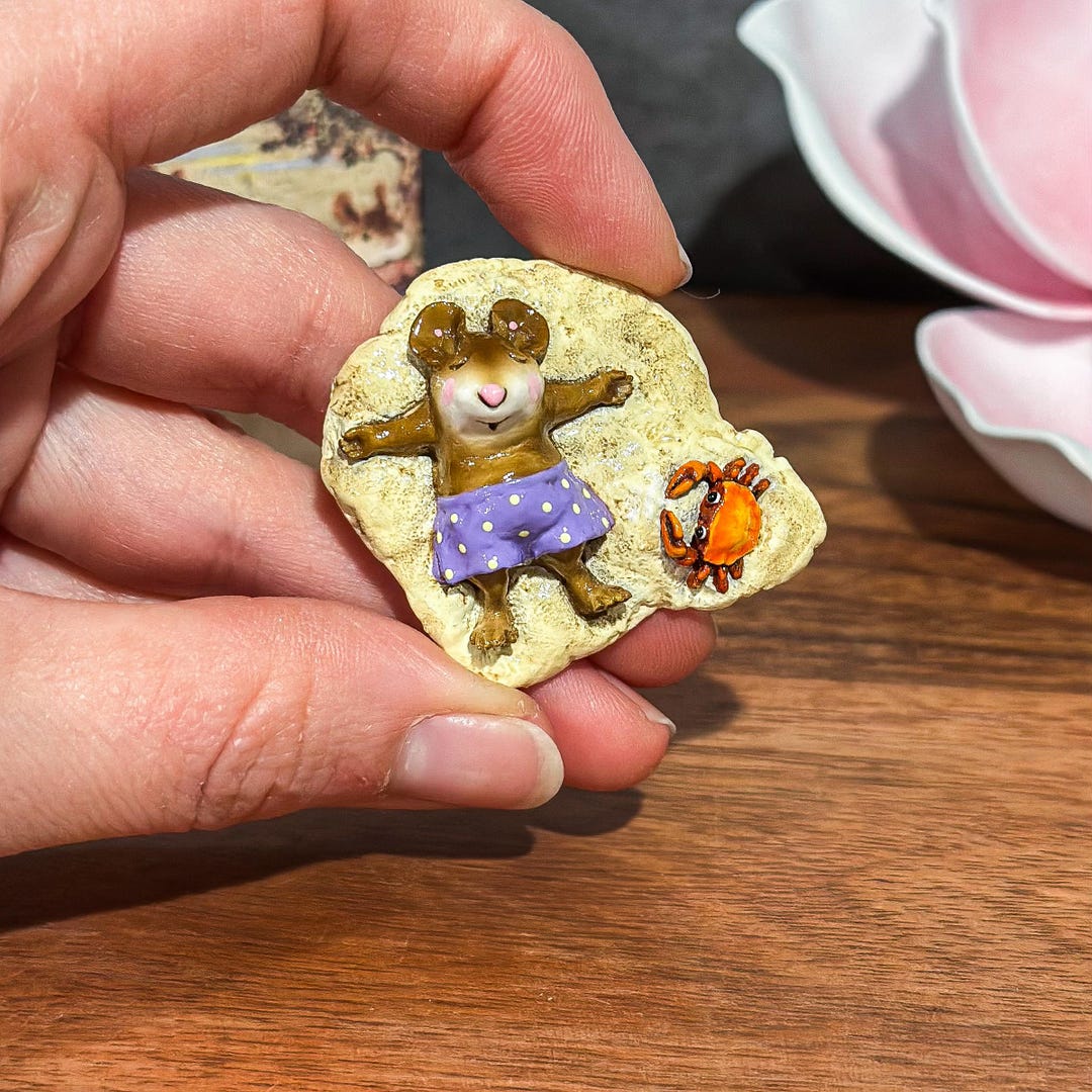 Wee Forest Folk Miniature Mouse Figurine Vintage Beach Scene Figurine ...