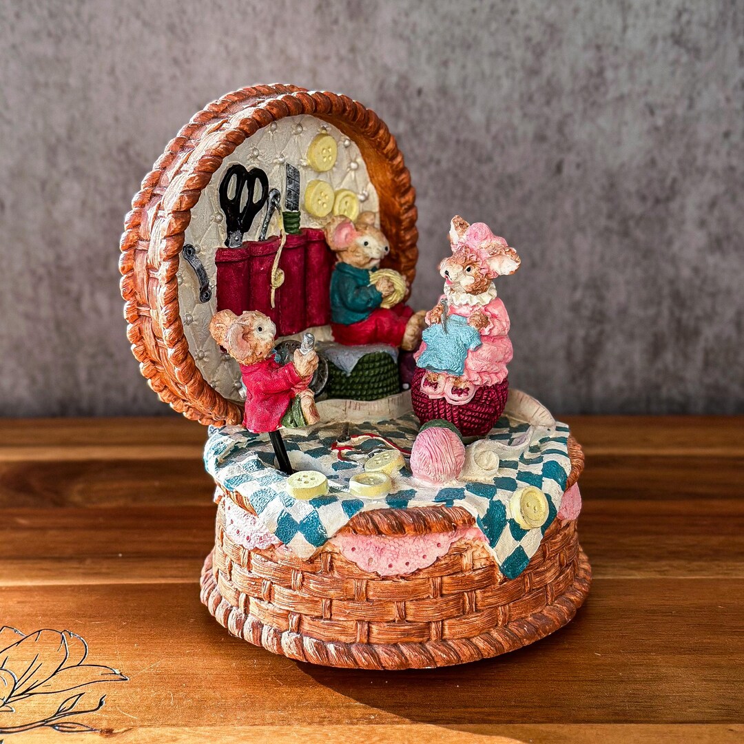 Charming Vintage Animated Music Box Mice Sewing Machine - Etsy
