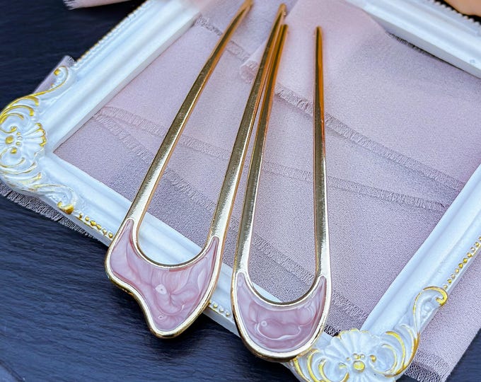 Vintage Style French U-shaped Set of 2 Hair Pins for Chic Buns and ...