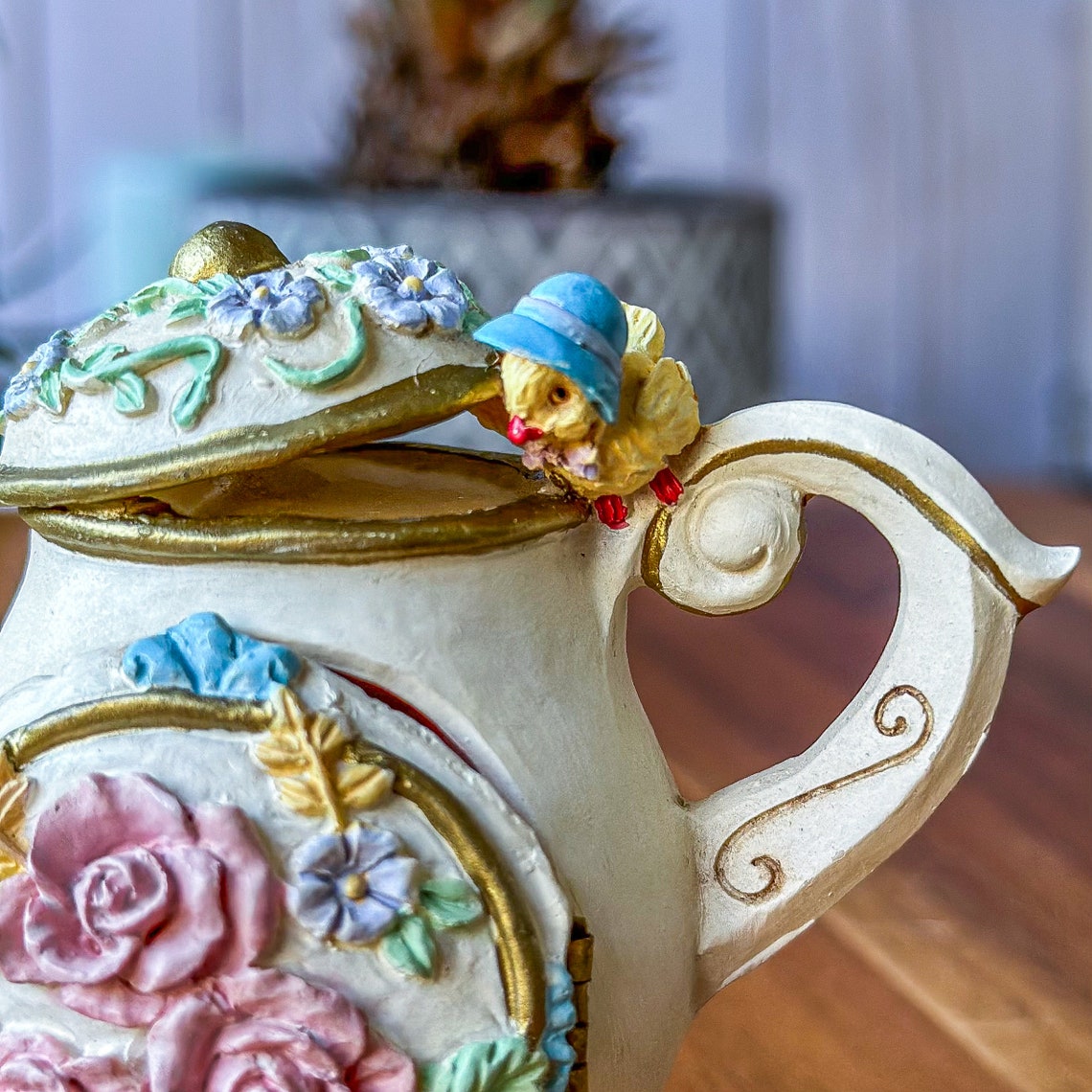 Vintage Easter Bunnies Peek-a-boo Miniature Tea Pot Figurine by Midwest ...