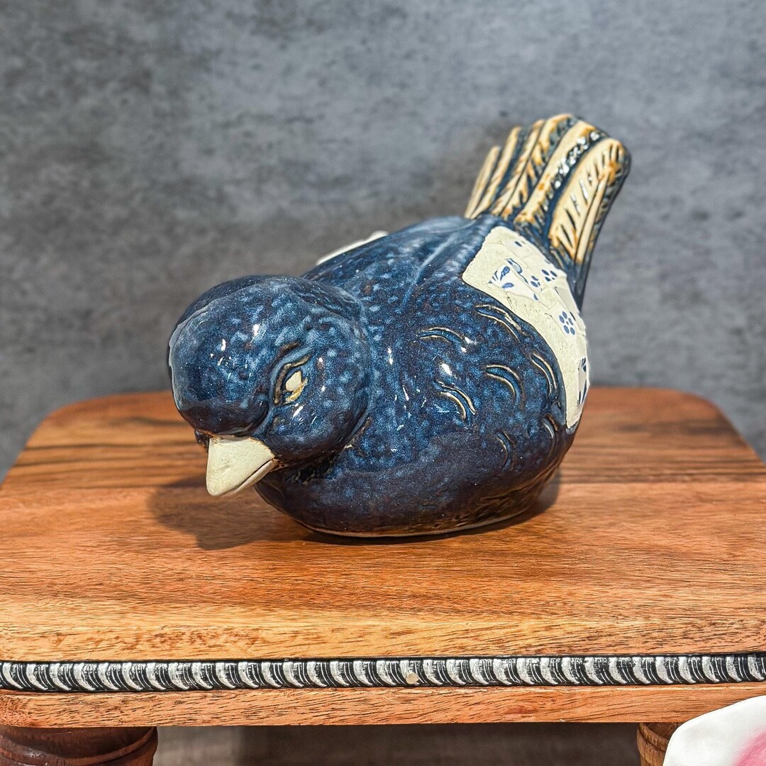 Vintage Ceramic Blue Bird Figurine Collectible Ceramic Bird Sculpture ...