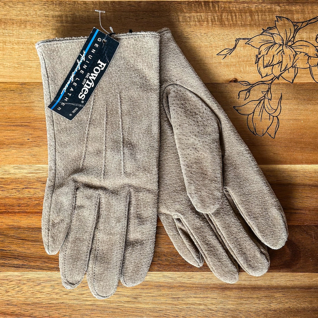 Vintage Fownes Leather Gloves Beige Suede Gloves With Acrylic Lining ...