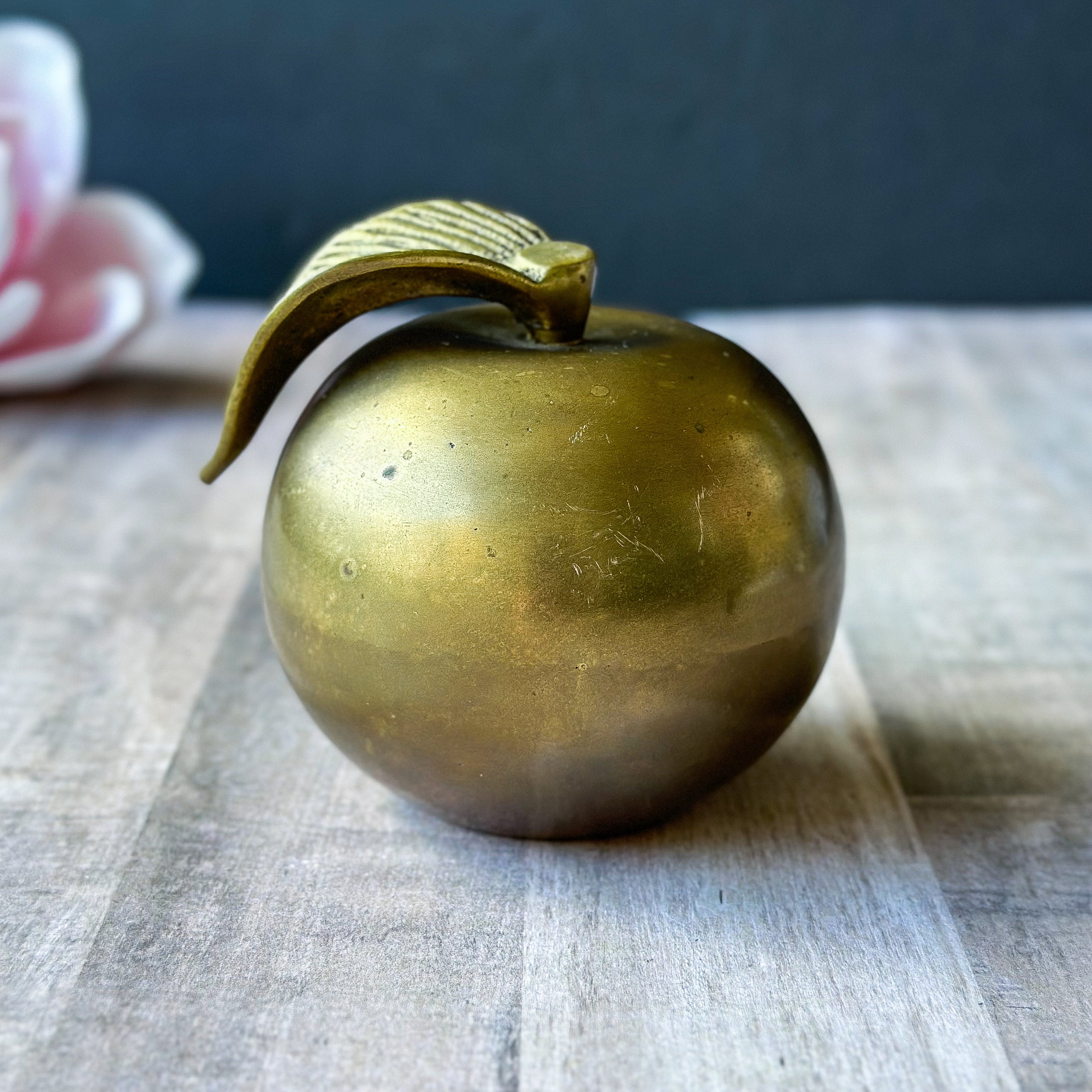 Vintage Solid Brass Apple With Natural Patina - Etsy