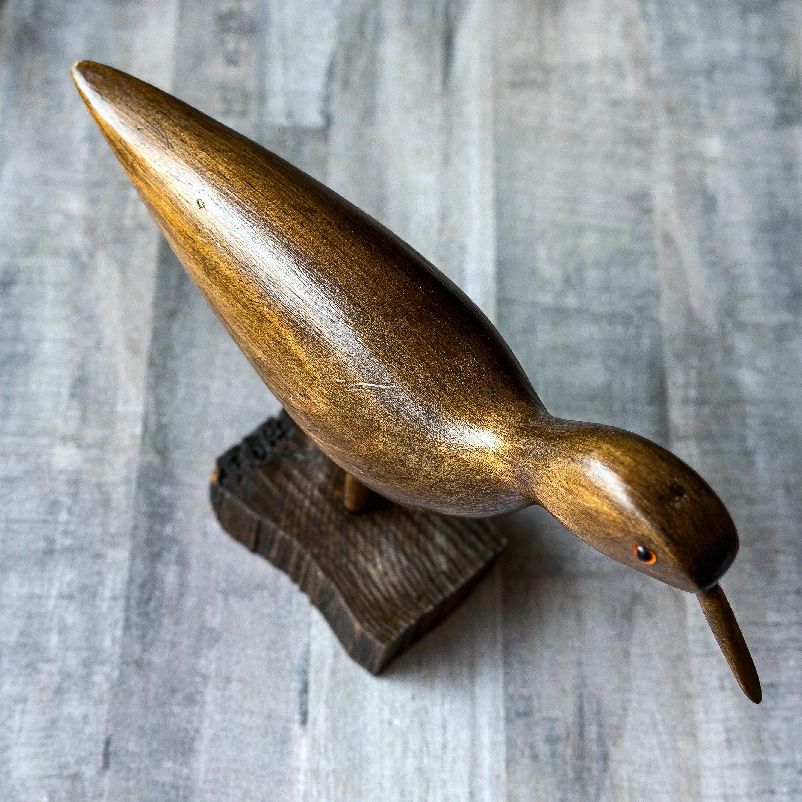 Vintage Hand-carved Wooden Wading Bird on Plinth - Etsy