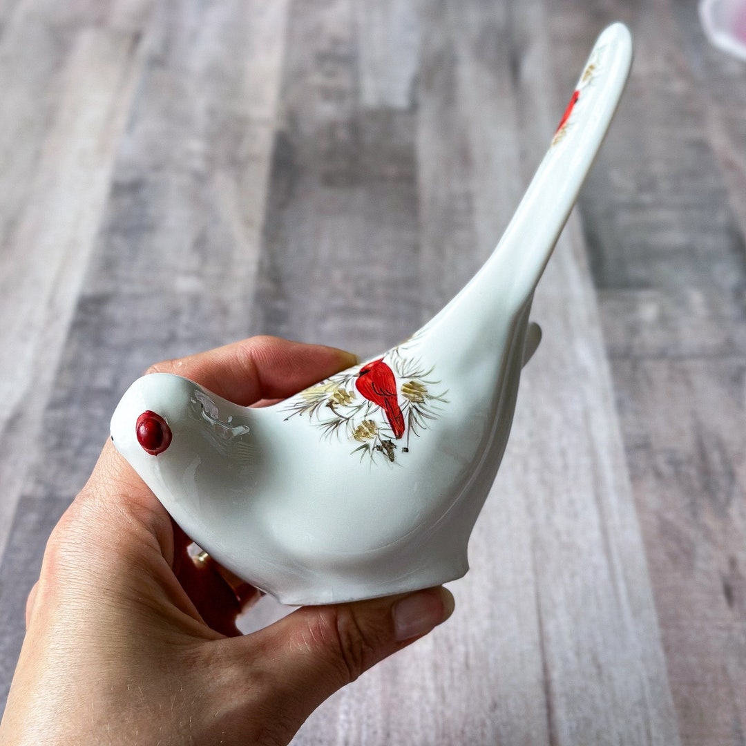 Vintage Fenton White Milk Glass Bird Figurine With Hand-painted ...