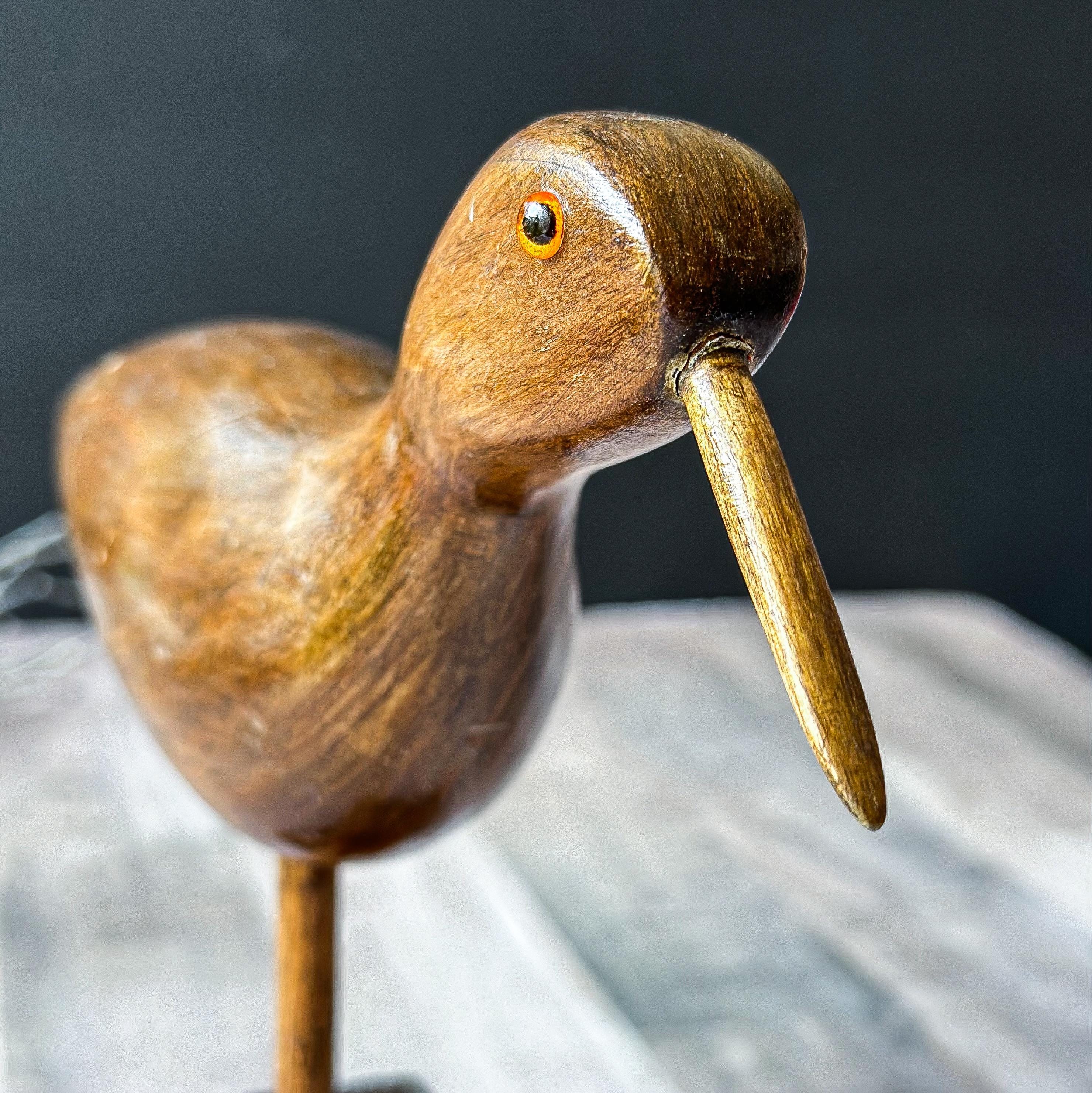 Vintage Hand-carved Wooden Wading Bird on Plinth - Etsy