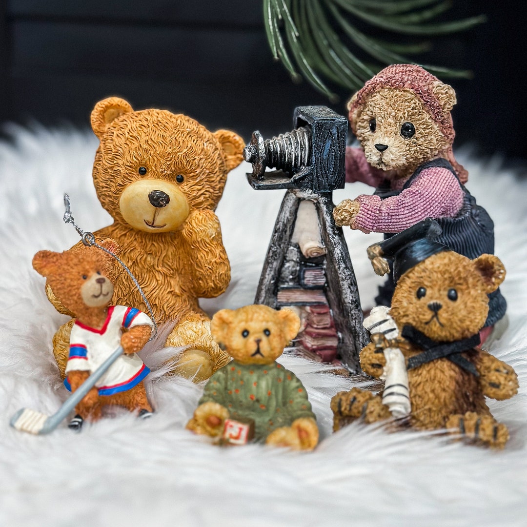 Bear Figurine Collectors Collection of 5 Resin Bear Figurines - Etsy