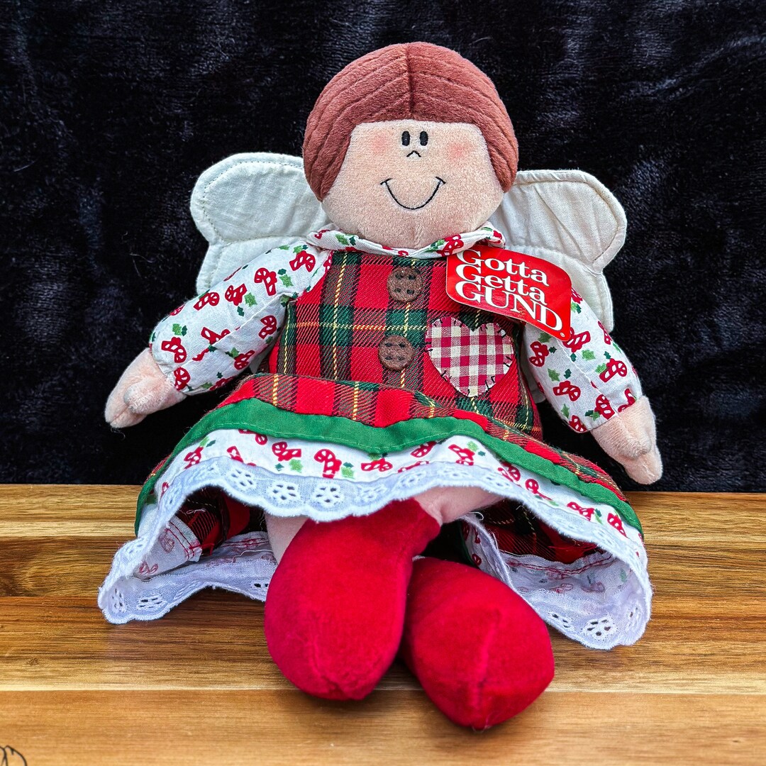 Vintage Gotta Getta Gund Plush Angel Christmas Doll in Holiday Plaid ...