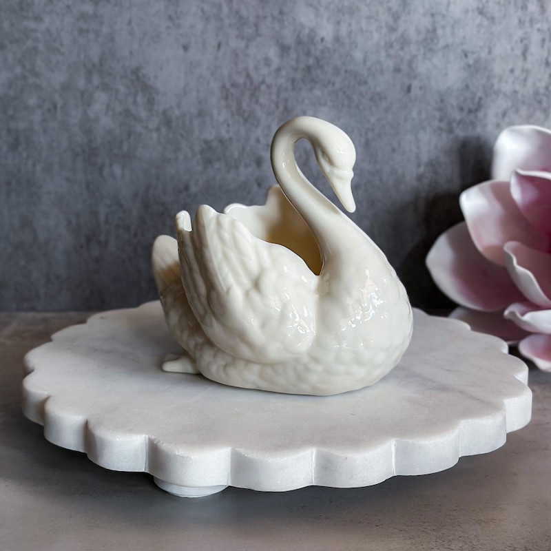 Porcelain Swan Trinket - Etsy