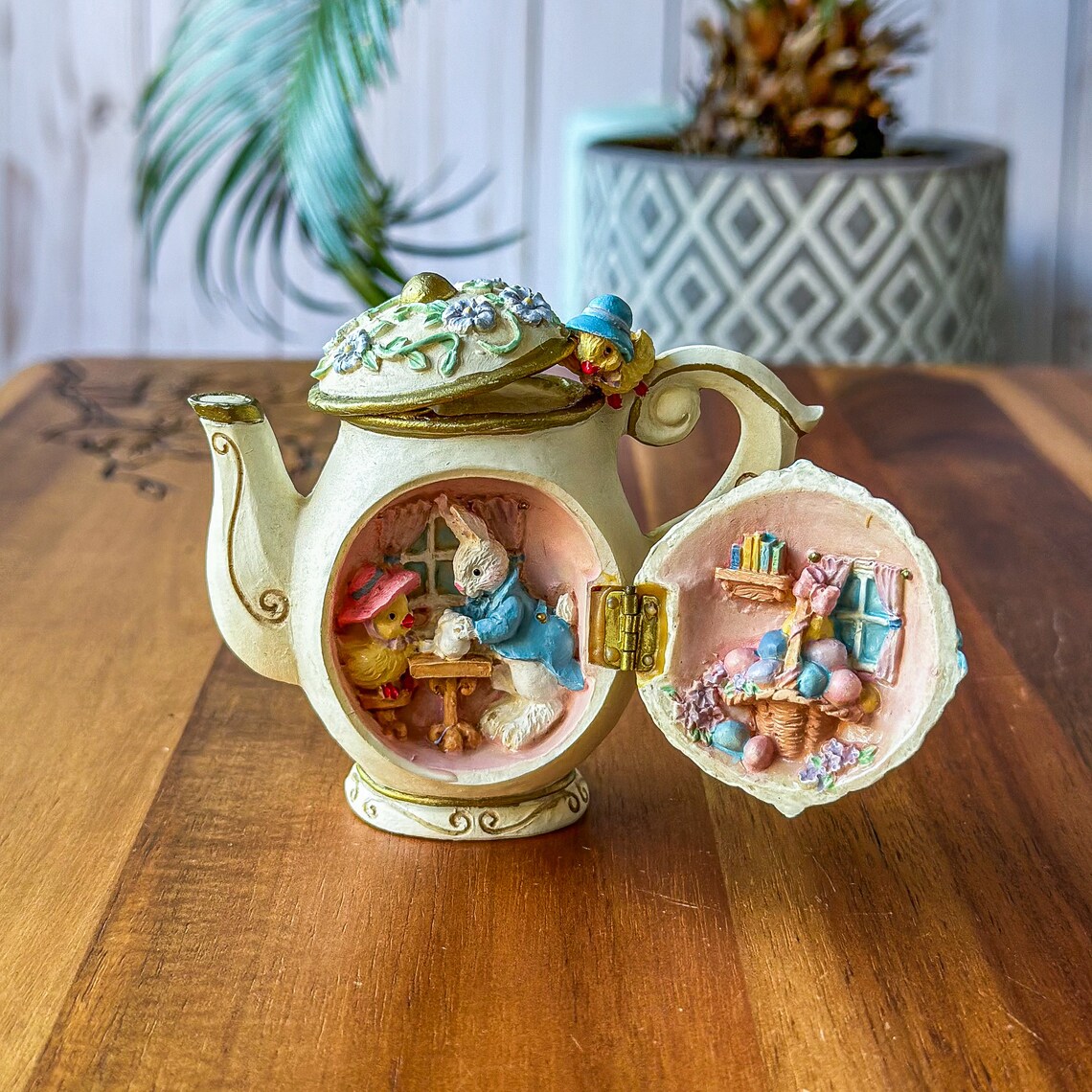 Vintage Easter Bunnies Peek-a-boo Miniature Tea Pot Figurine by Midwest ...