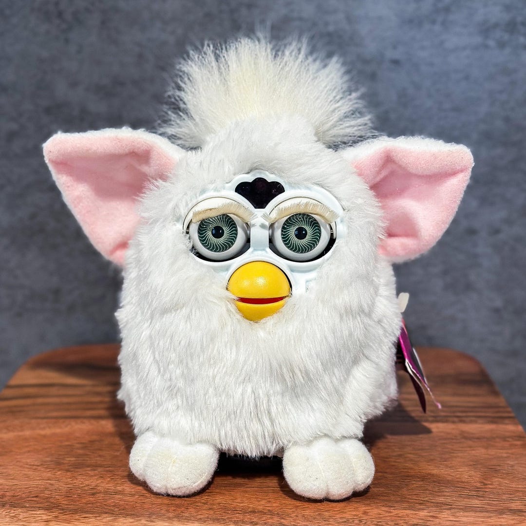White Furby 1998 Snowball WORKING With Blue Eyes Plush Animal Rare ...
