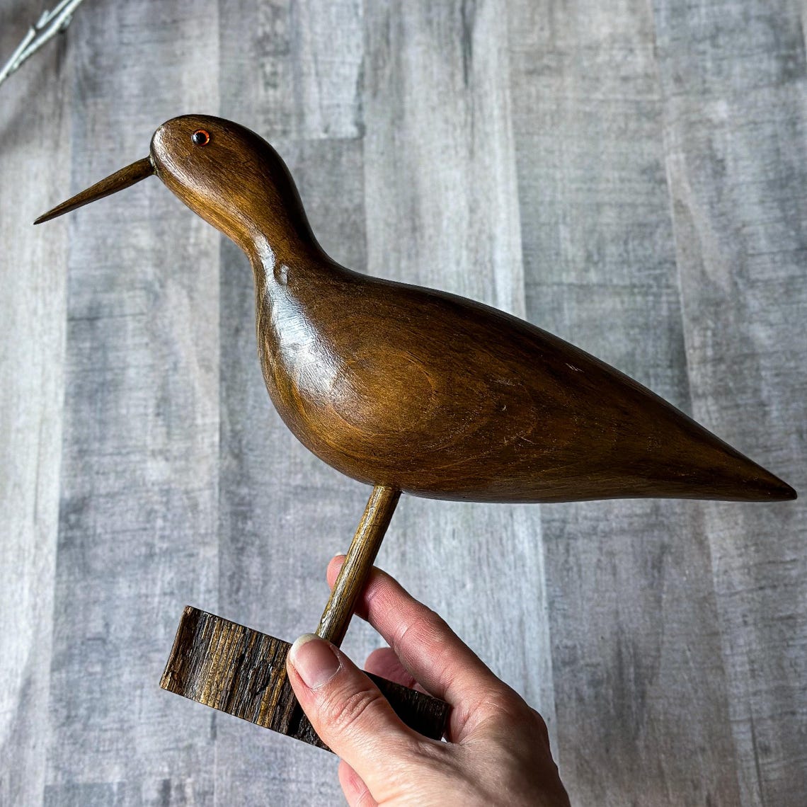 Vintage Hand-carved Wooden Wading Bird on Plinth - Etsy