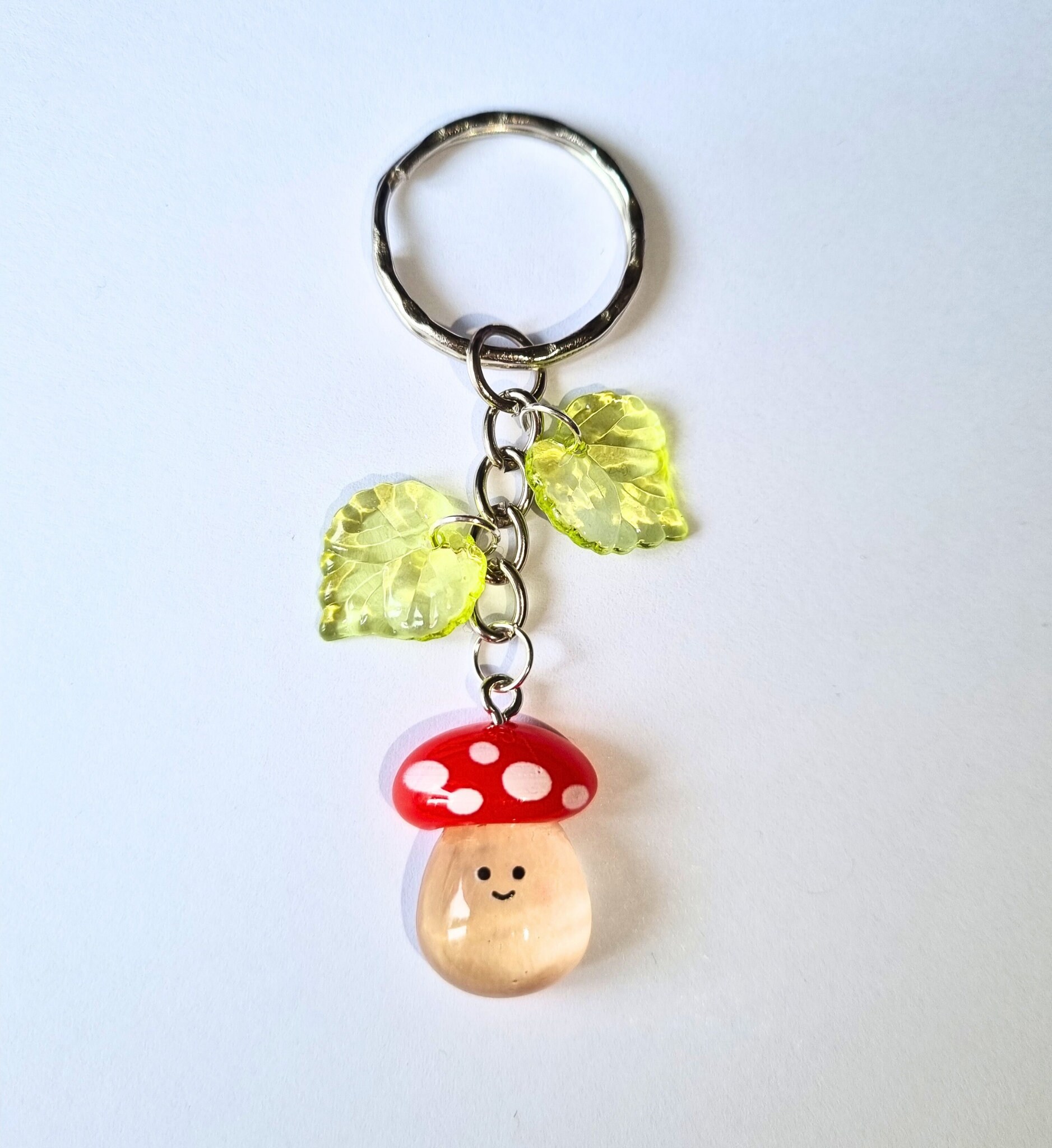 Mushroom Keychain | Handmade, Cute, Kawaii, Mushroom, Toadstool, Leaves ...