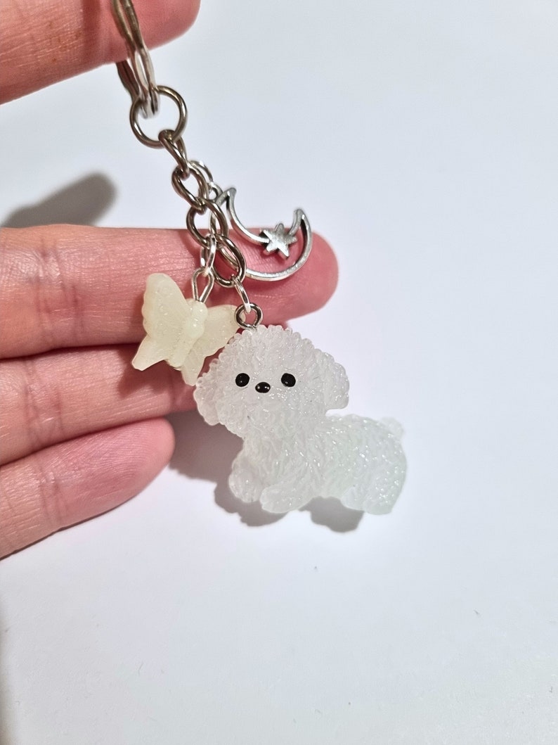 Glow in the Dark Puppy Keychain | Handmade, Keyring, Cute, Shih Tzu ...