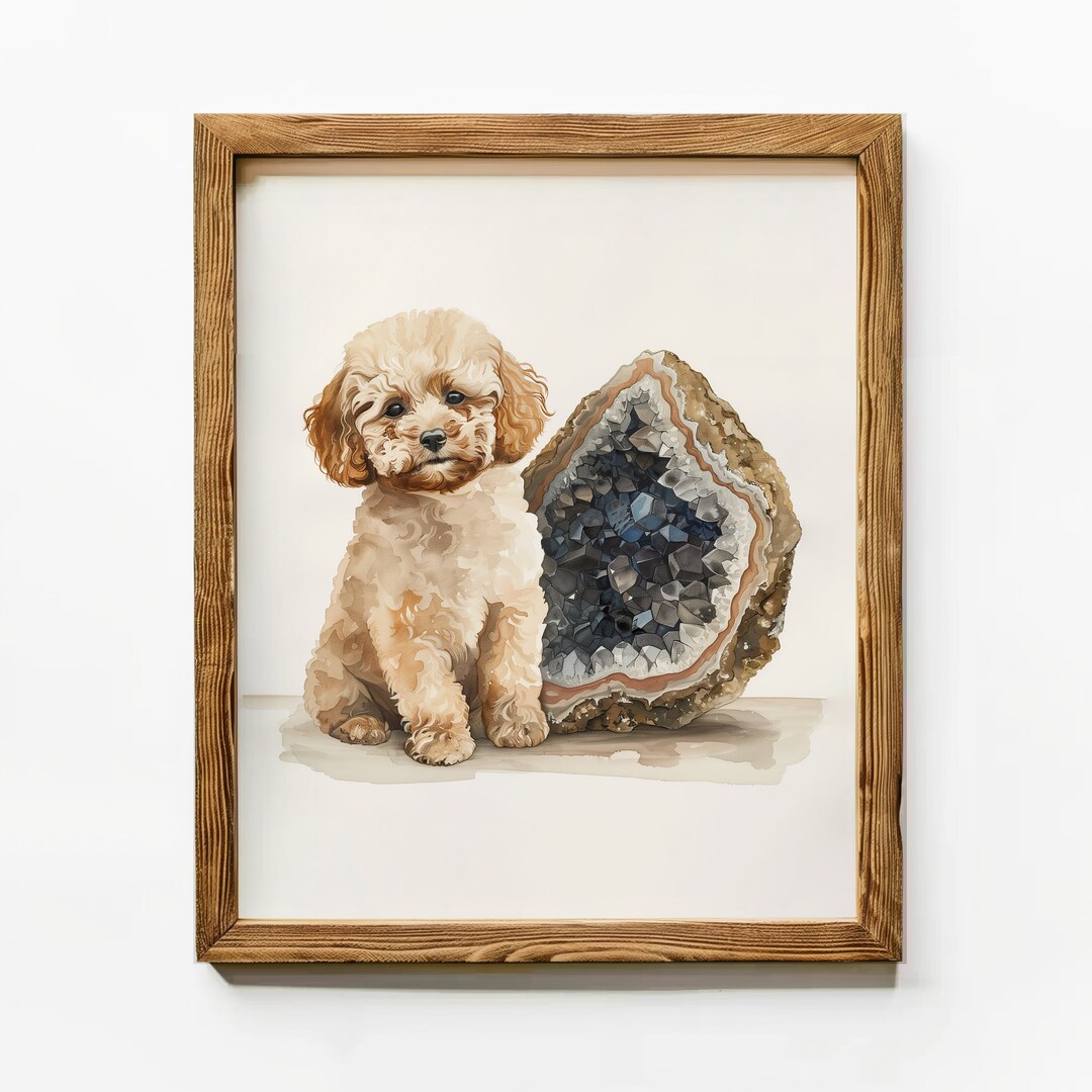 Mini Poodle and Smoke Geode Art Print Downloadable Art Print Digital ...