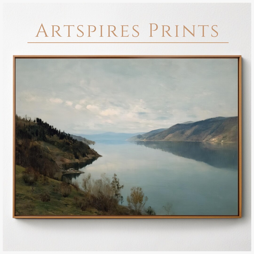 Mountain Lake Landscape Wall Art, Tranquil Water Scene, Printable ...