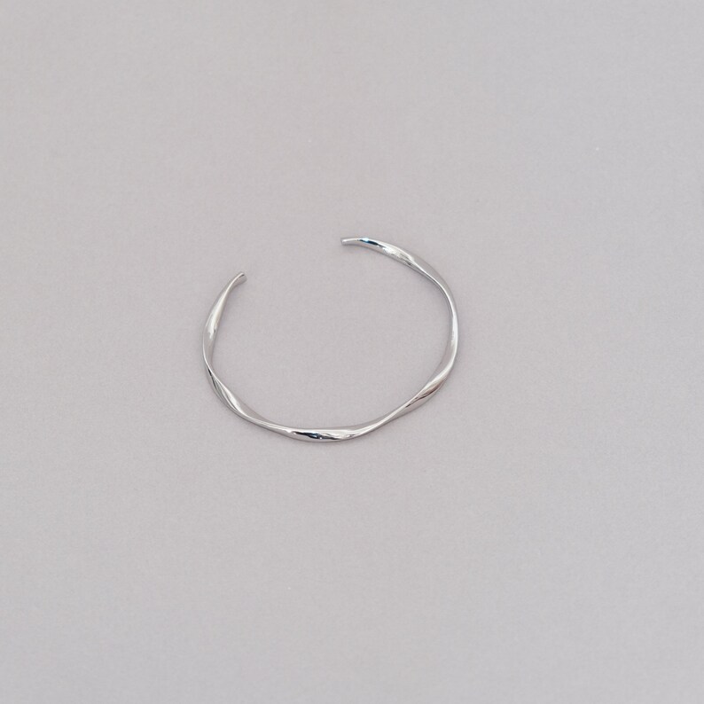 Twisted Cuff Bangle Stackable Bangle Mobius Bracelet Adjustable Twist Bangle Silver Classic Cuff ...