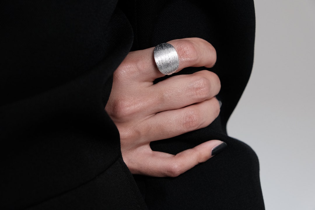 Curved Band Sterling Silver Ring | Chrome Silver Ring | Brushed Silver Ring | Simple Everyday ...