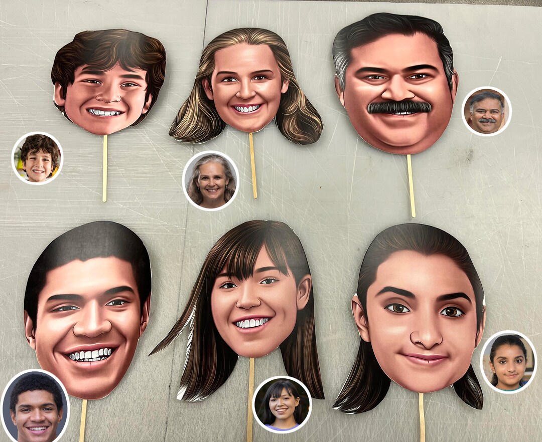 Custom Caricature Face Cut Out on Stick, Big Head Cut Outs ...