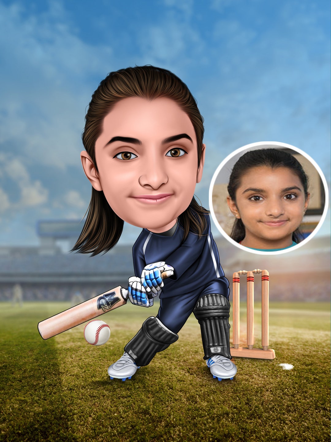 Custom Cricket Caricature Cartoon Portrait Illustration, Creative ...