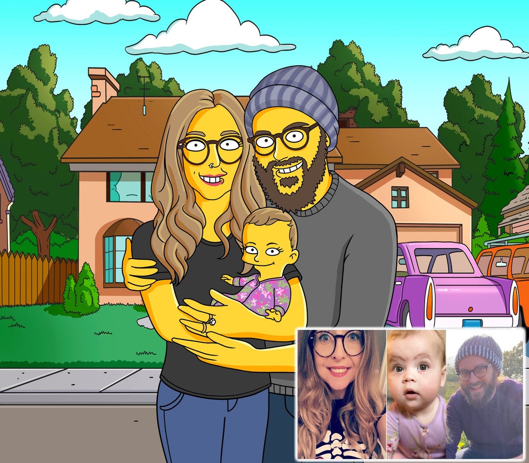 Custom Cartoon Family Portraits, Yellow Cartoon, Digital Illustrations ...