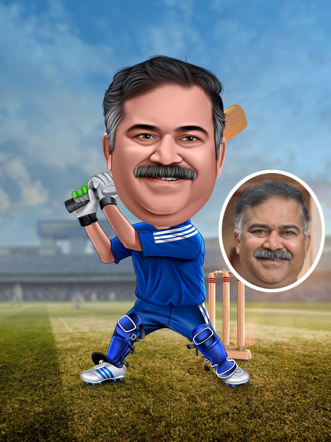 Custom Cricket Caricature Cartoon Portrait Illustration, Creative ...