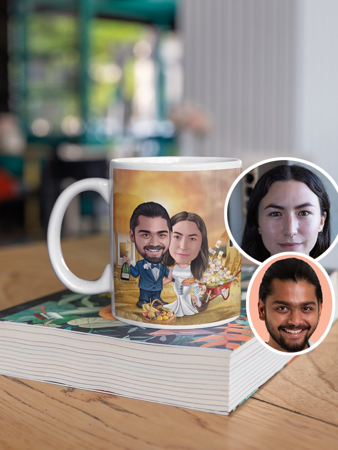 Custom Ceramic Wedding Couples Cartoon Caricature Coffee Mug ...