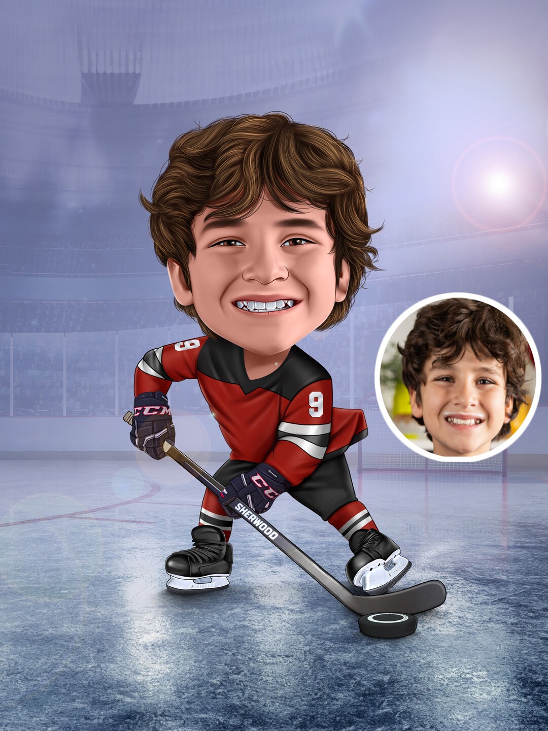 Custom Hockey Caricature Cartoon Portrait Illustration, Creative ...