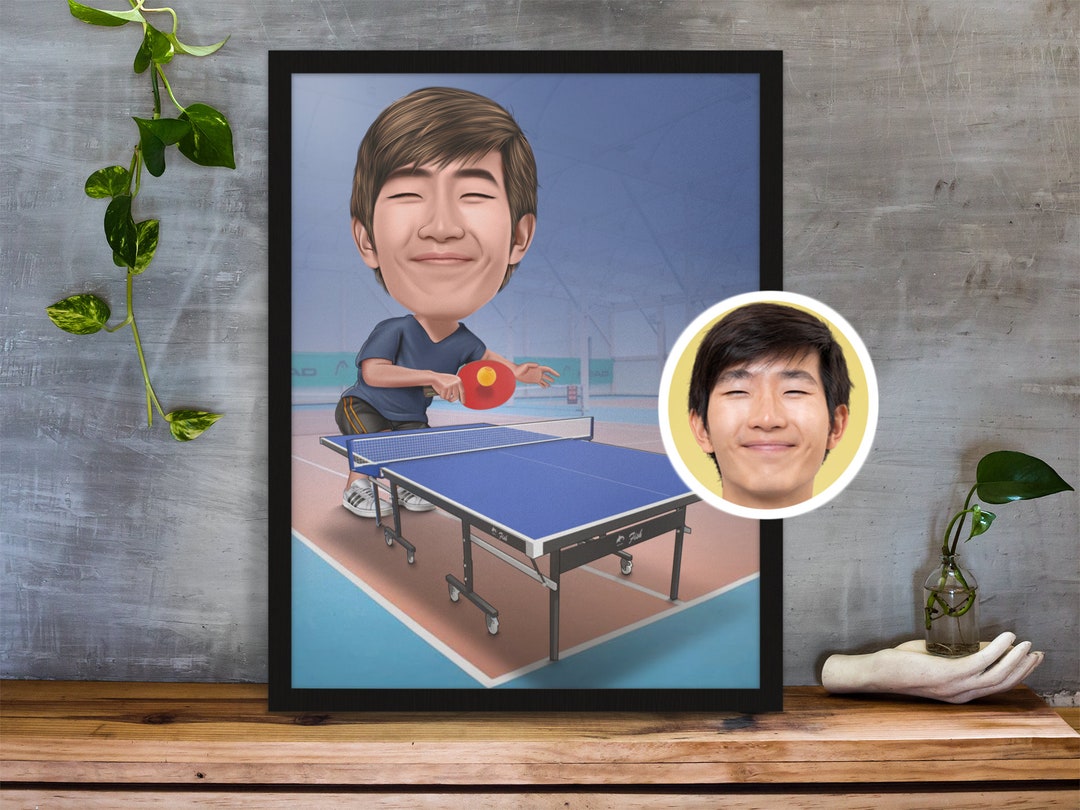 Custom Ping Pong Table Tennis Caricature Cartoon Portrait Illustration ...