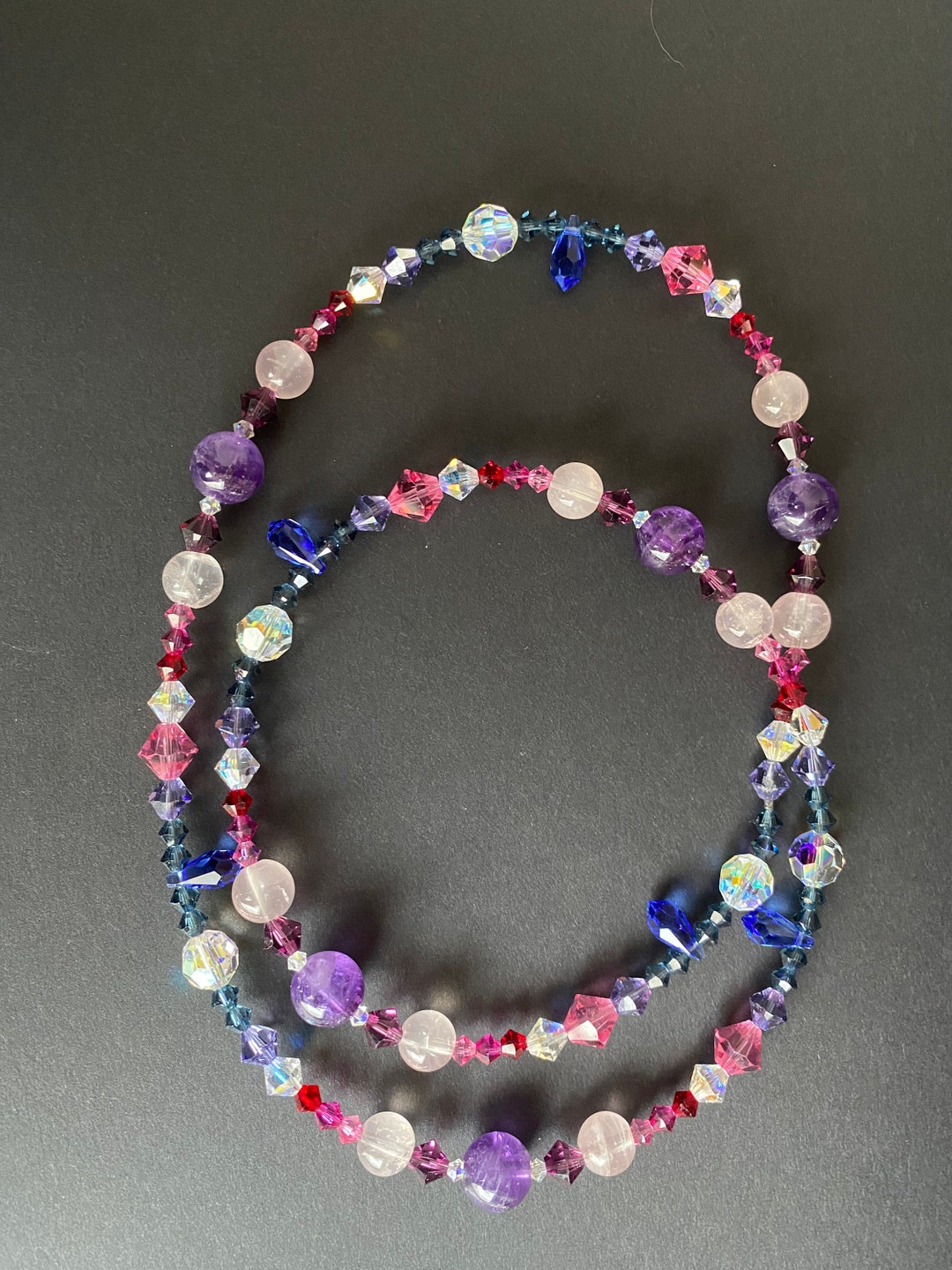 Karo Necklace Amethyst, Rock Crystal, Swarovski Elements - Etsy