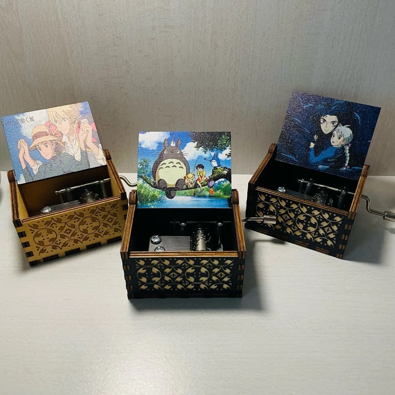 Howls Moving Castle Music Box Anime Lover Wind-up Handmade Wooden ...