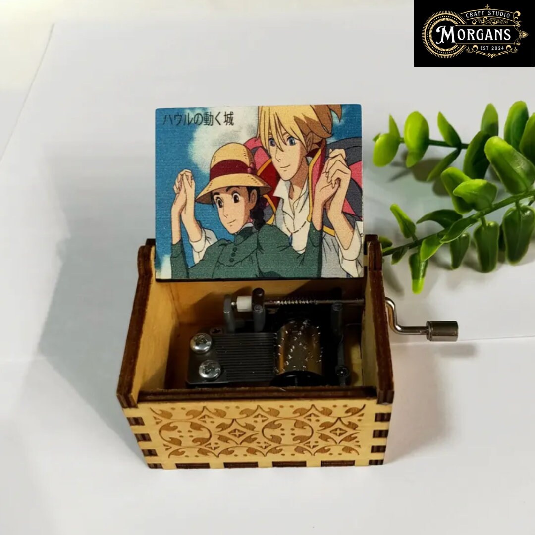 Howls Moving Castle Music Box Anime Lover Wind-up Handmade Wooden ...