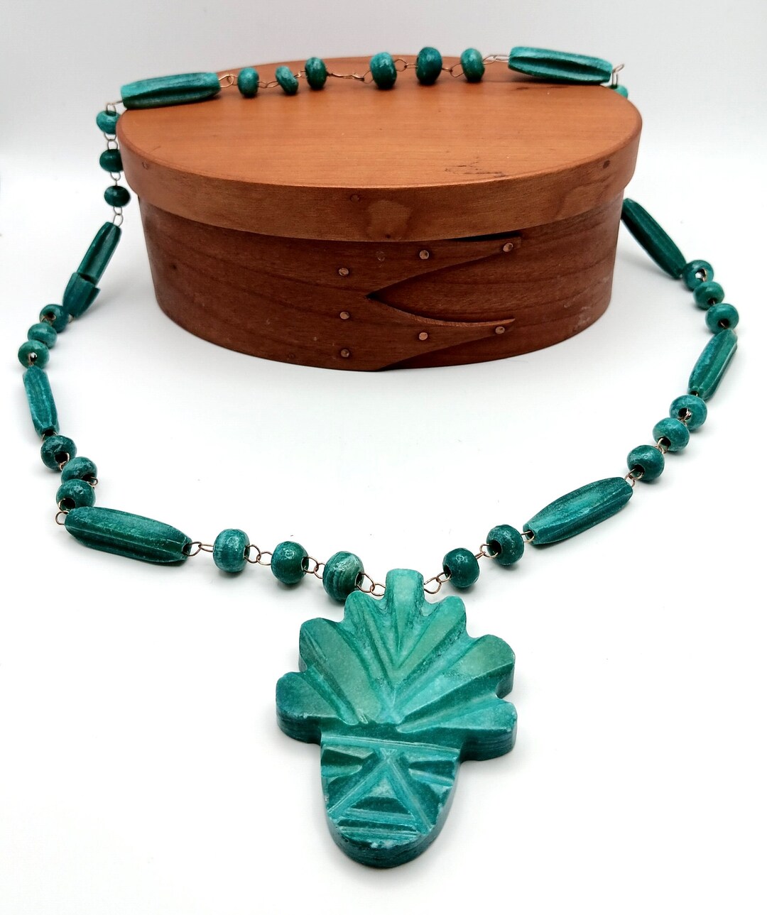 Handcrafted Adventurine Mayan Very Old Pendant and Bead Necklace - Etsy