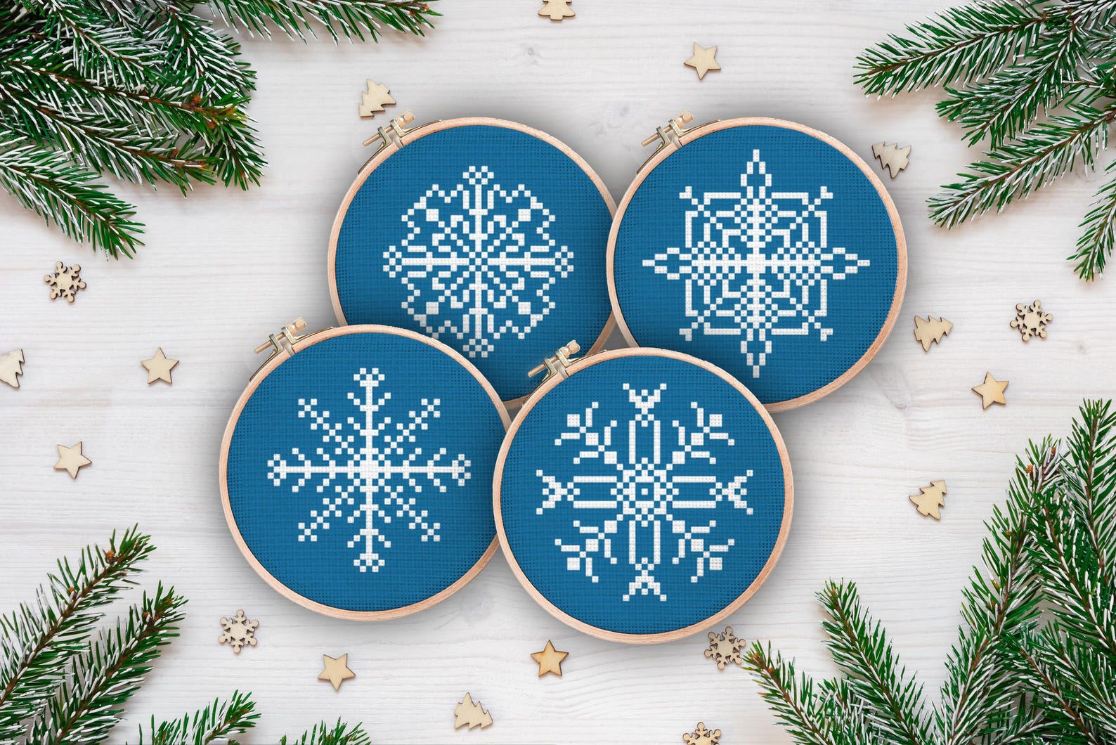 Winter Snowflakes | Cross Stitch Pattern | Christmas Ornaments 4 Pack ...
